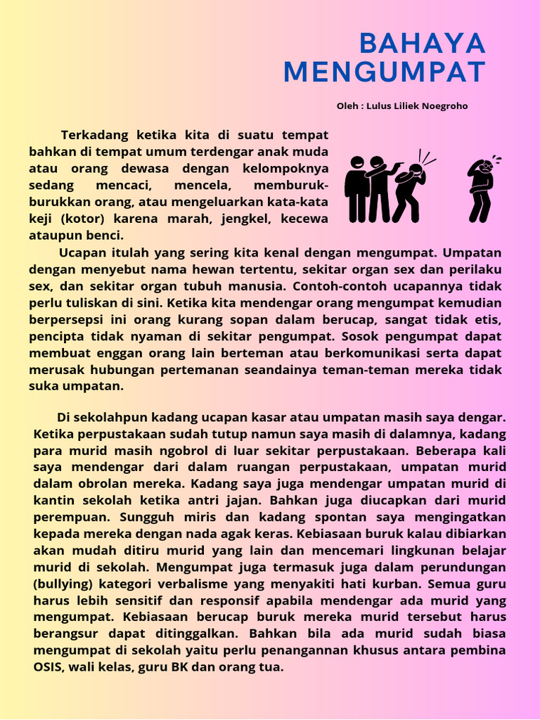 Bahaya Mengumpat dan Cara Menghindarinya | PDF