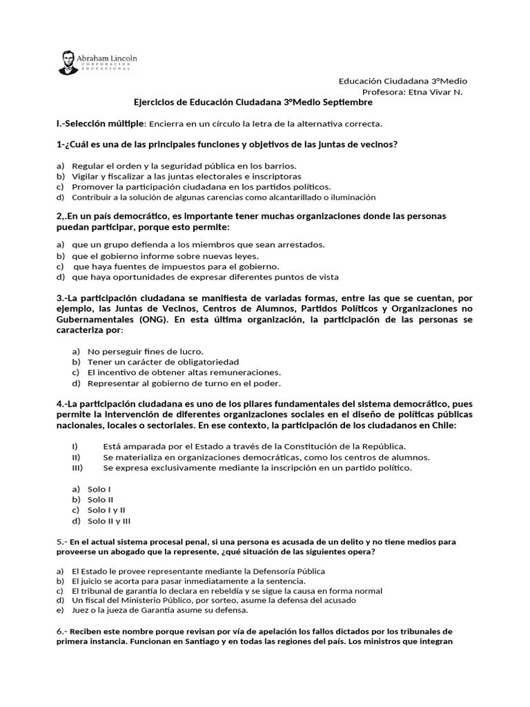 ejercicios educacion ciudadana poder judicial | PDF | Apelación | Fiscal