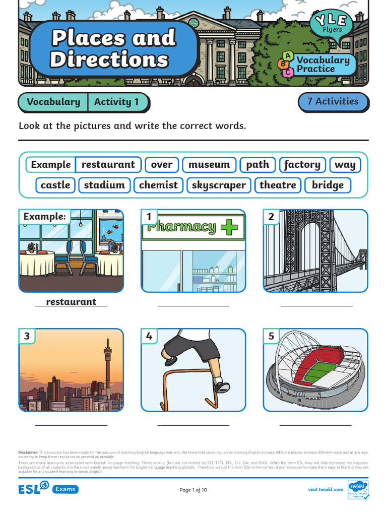 ESL Vocabulary: Places & Directions | PDF | English As A Second Or ...