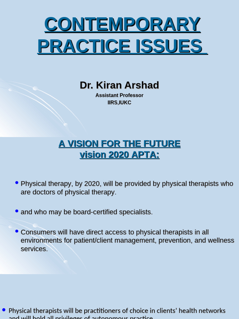 Lec1 - Contemporary Practice Issues | PDF | Physical Therapy | Health Care