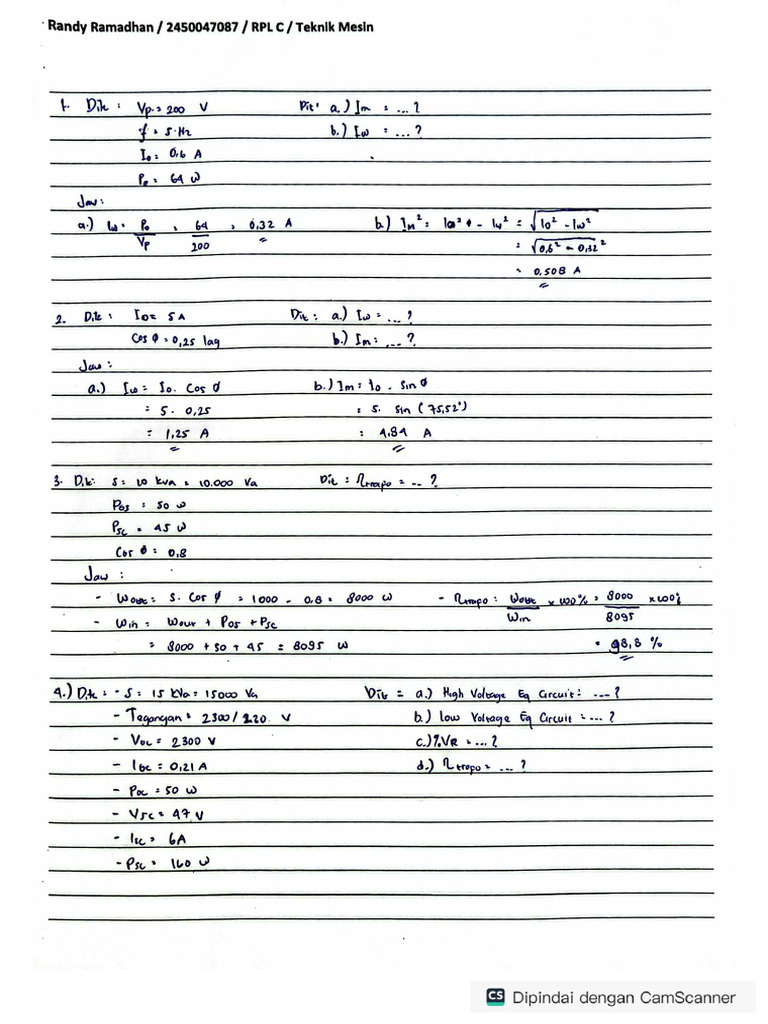 Randy Ramadhan - 2450047087 - Teknik Tenaga Listrik - RPL C - Teknik Mesin - Tugas 4 | PDF