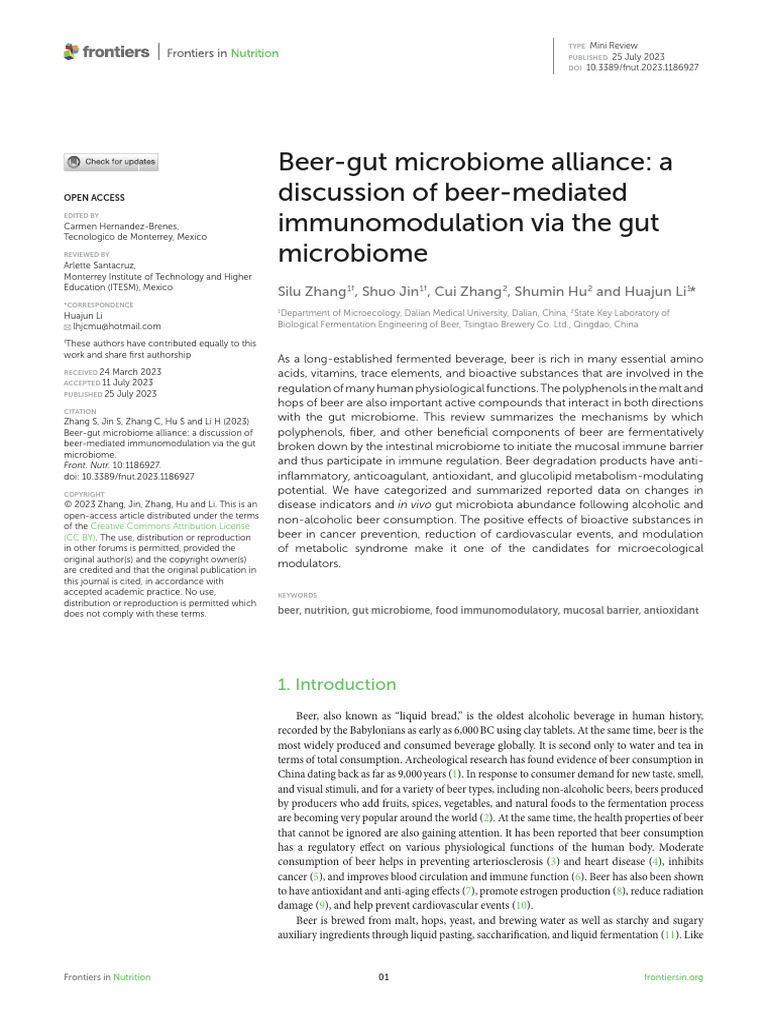 Beer and Gut Microbiome Immunomodulation | PDF | Lymphatic System ...