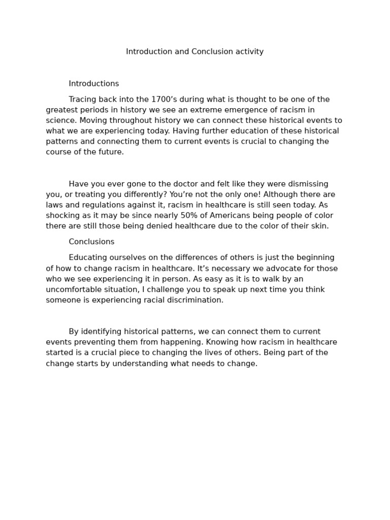 Introduction and Conclusion Activity | PDF