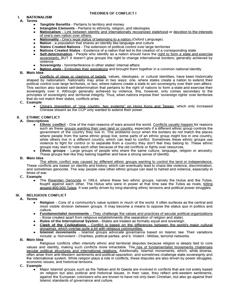 G1 IR Peer Teaching Handout | PDF | Nation | Sovereignty