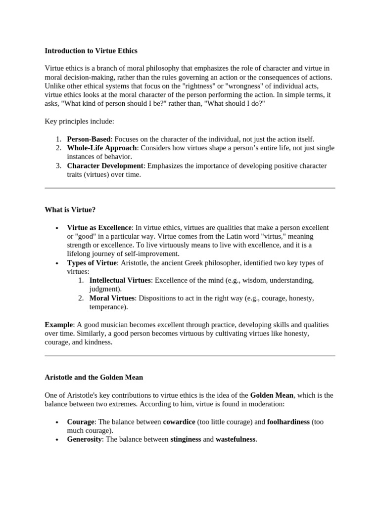 Understanding Virtue Ethics Principles | PDF | Virtue | Virtue Ethics