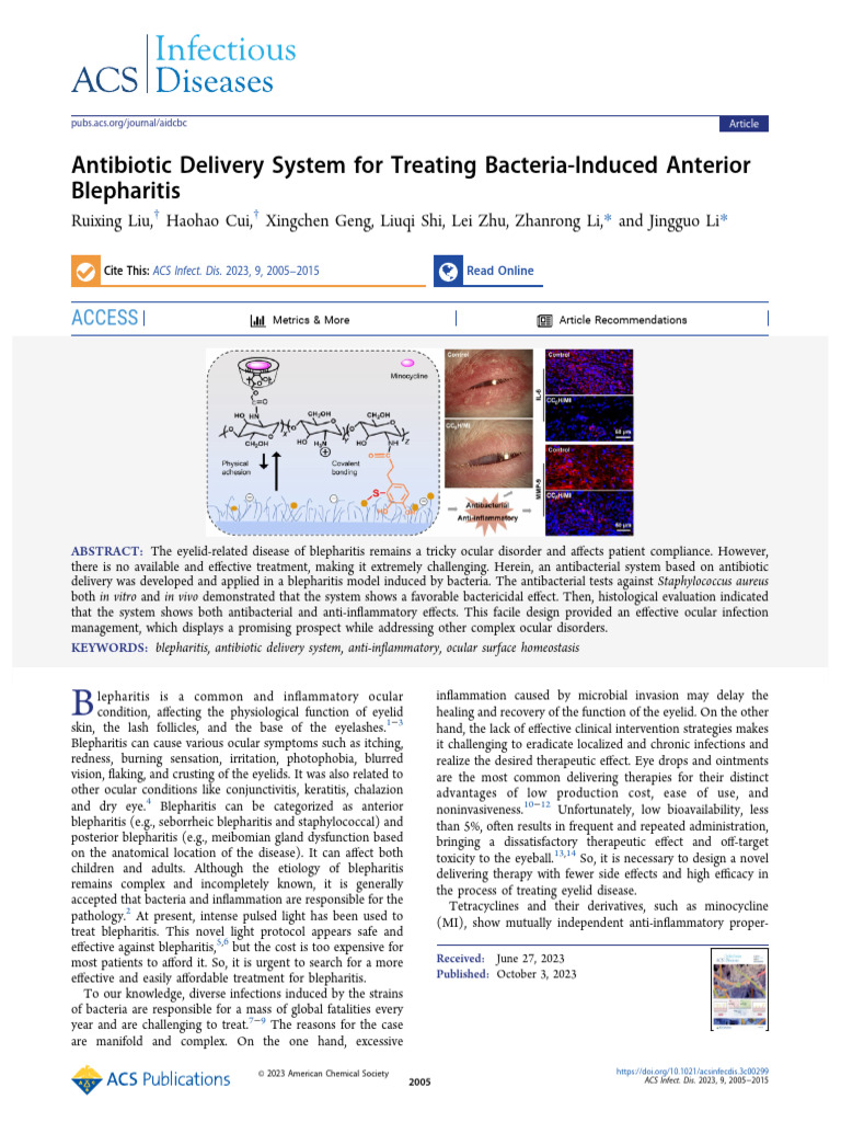 2023-ACS Infectious Diseases 2023, 9, 2005-2015 (1) 睑缘炎 | PDF | Medical ...