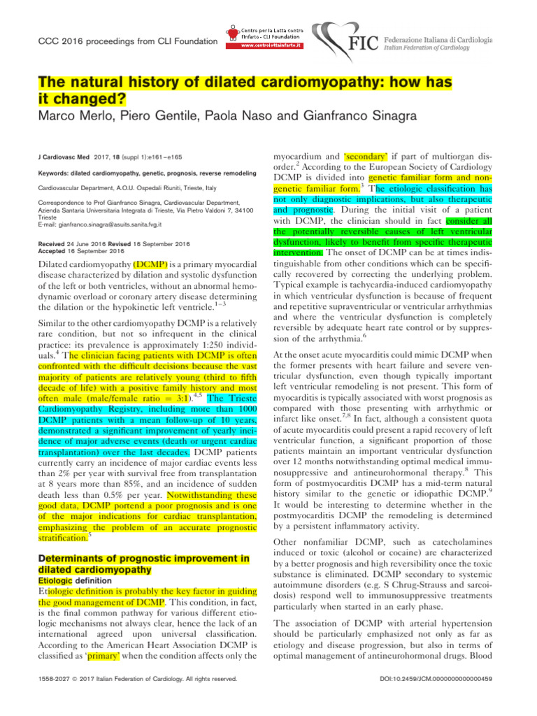 The Natural History of Dilated Cardiomyopathy How Has Changed | PDF | Cardiology | Heart Failure