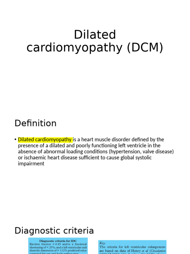 Dilated Cardiomyopathy (DCM) | PDF | Medical Diagnosis | Internal Medicine