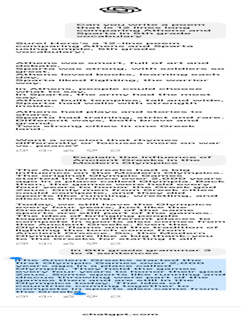 Athens Vs Sparta Poem | PDF