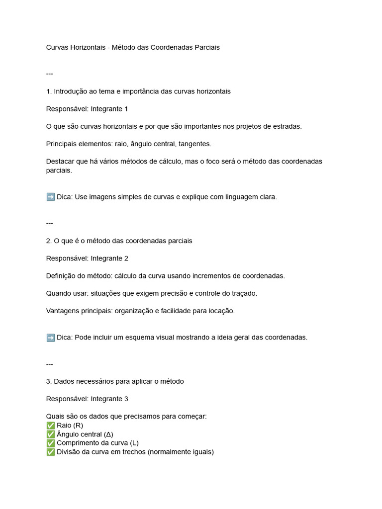 Curvas Horizontais: Método de Cálculo | PDF