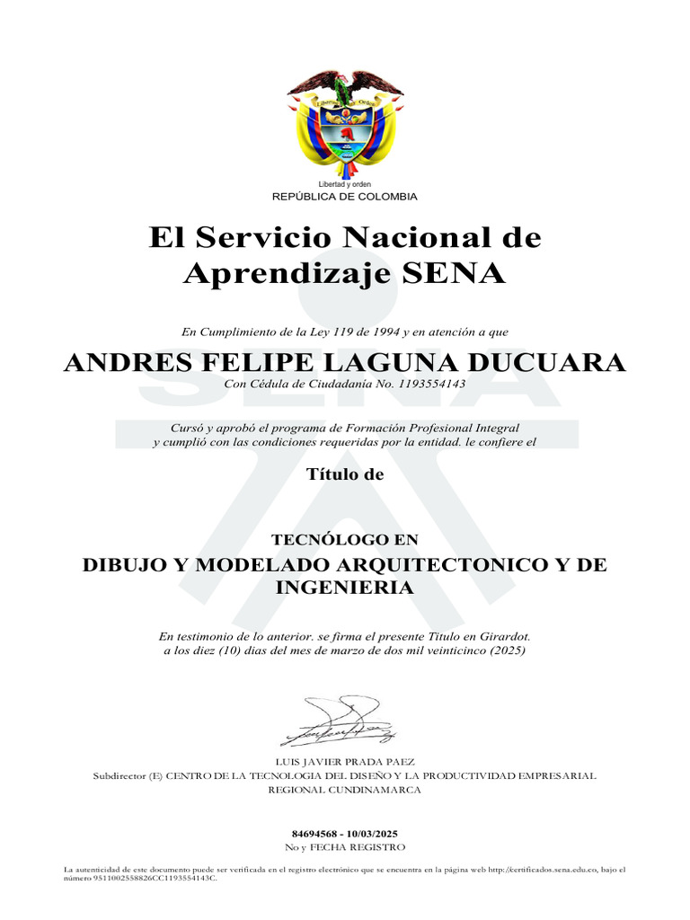 El Servicio Nacional de Aprendizaje SENA: Andres Felipe Laguna Ducuara | PDF