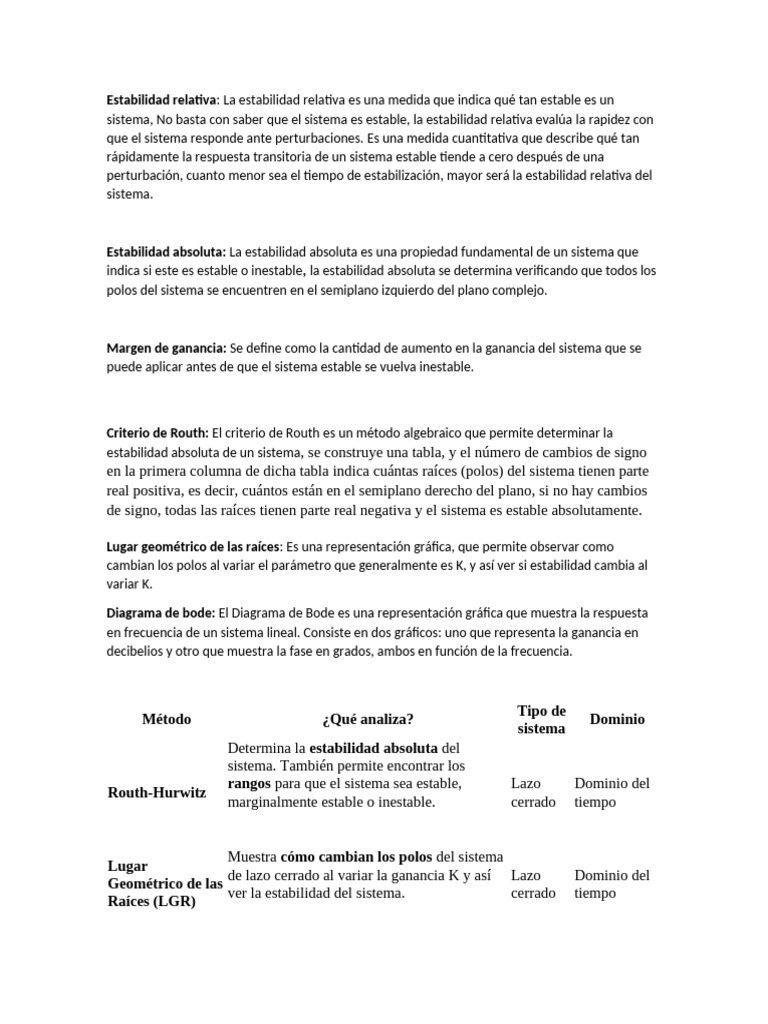 Estabilidad de Sistemas: Conceptos Clave | PDF | Matemáticas Aplicadas ...
