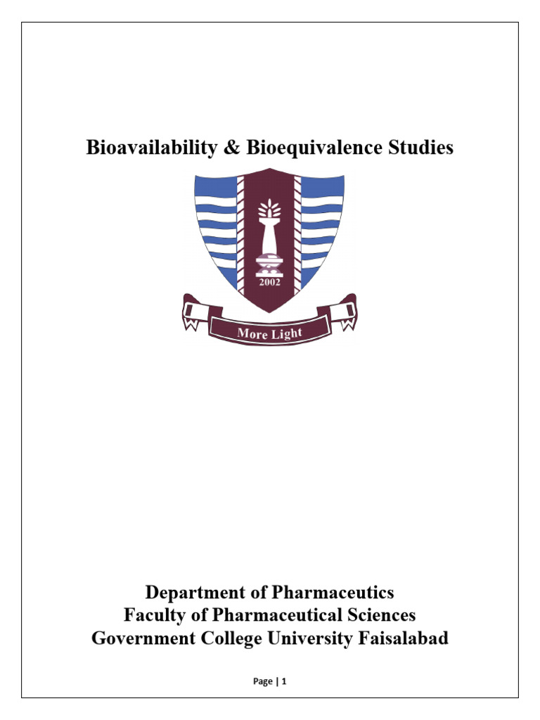 Bioavailability & Bioequivalence Overview | PDF | Bioavailability ...