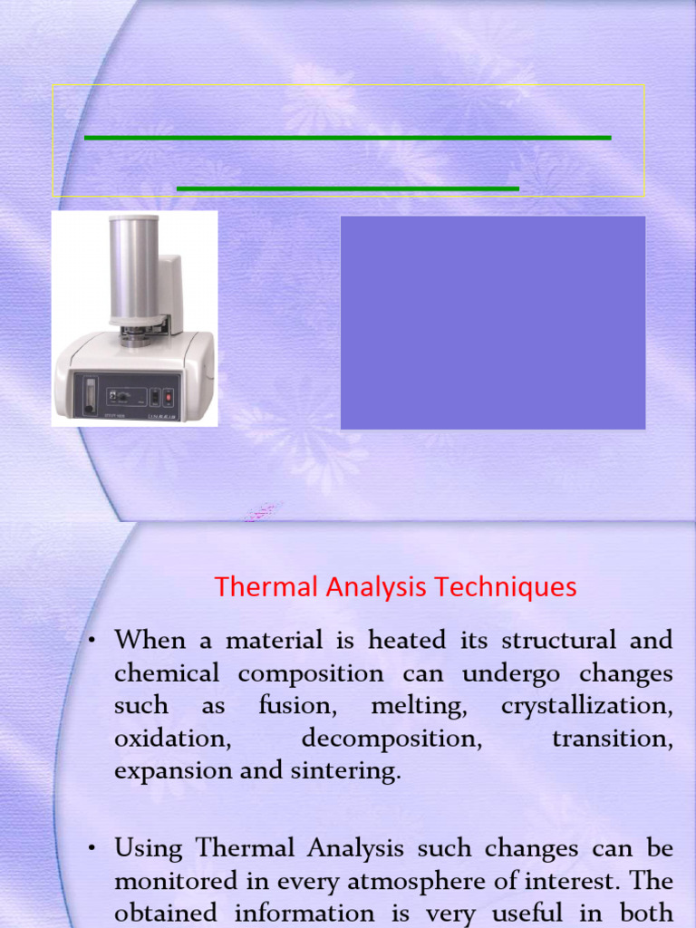 Differential Thermal Analysis | PDF | Thermal Analysis | Thermogravimetric Analysis