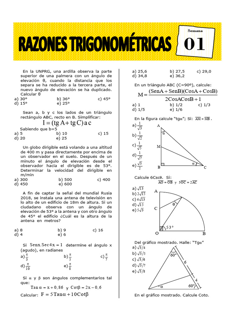 Trigonometria Peruano Tarde Ingenieria y Avanzado 2025 | PDF ...