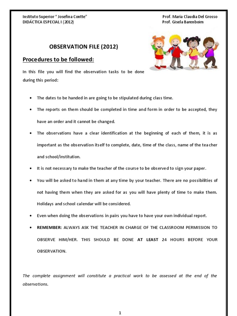 Observation File 2012 | PDF | Classroom | Educational Psychology