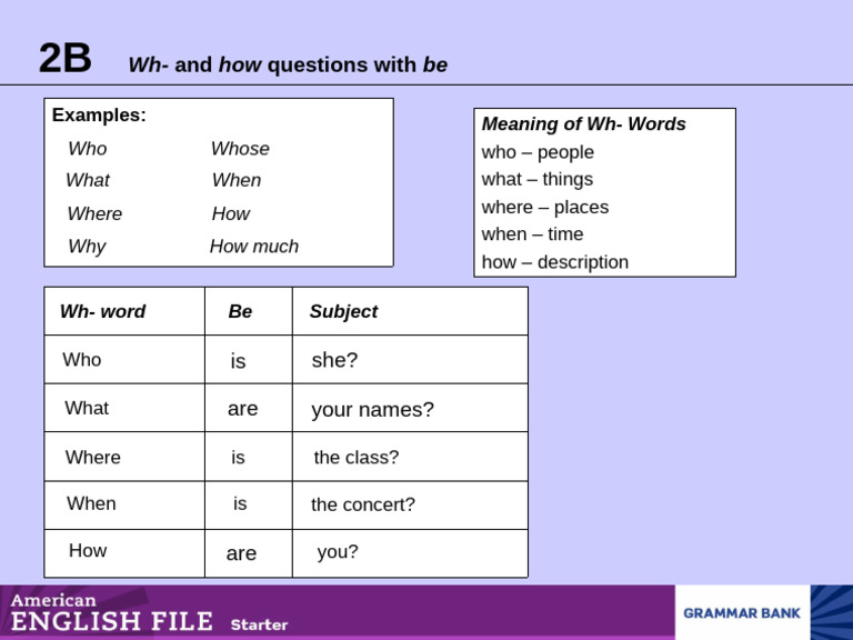 AEF Starter 2B Grammar Bank | PDF