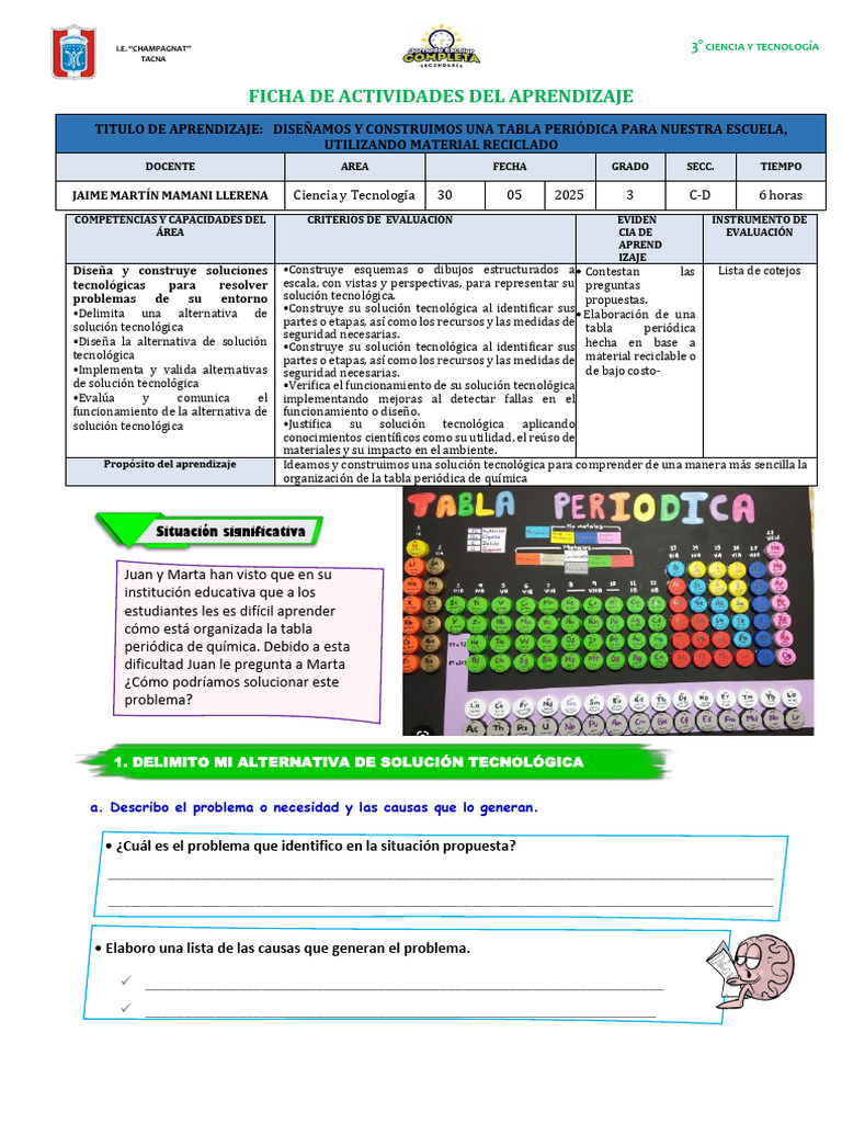 Diseñamos y Construimos Una Tabla Periódica Para Nuestra Escuela ...