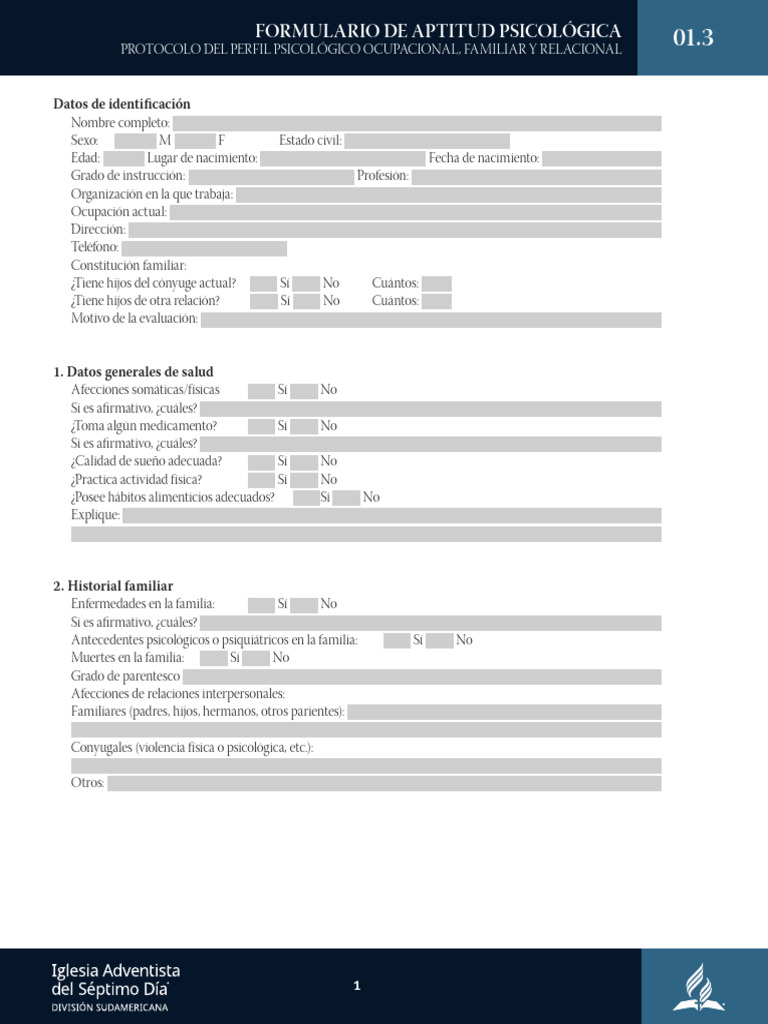Protocolo Del Perfil Psicológico Ocupacional, Familiar Y Relacional | PDF | Sicología ...
