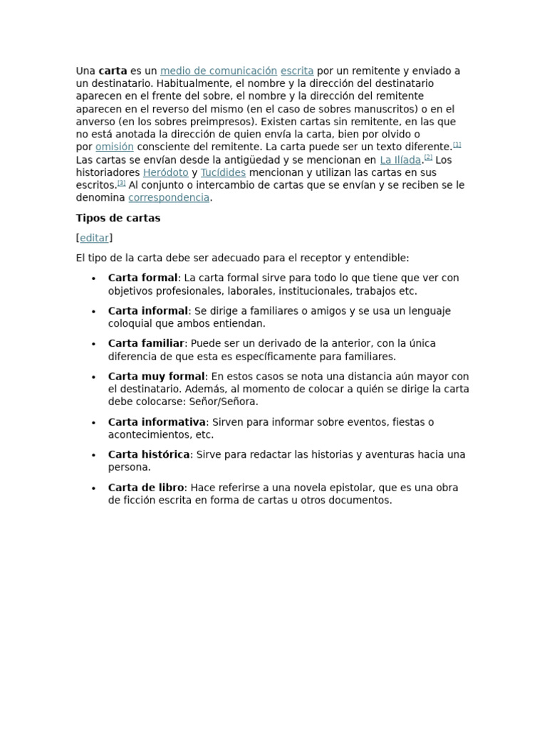 Tipos de cartas y su uso | PDF
