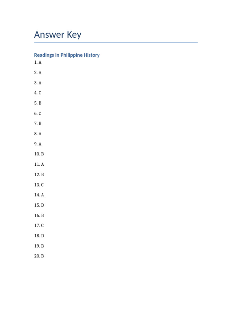 Philippine History Answer Key | PDF
