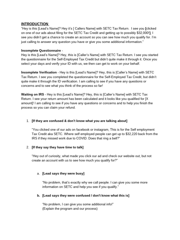 SETC Script | PDF | Tax Refund | Taxes