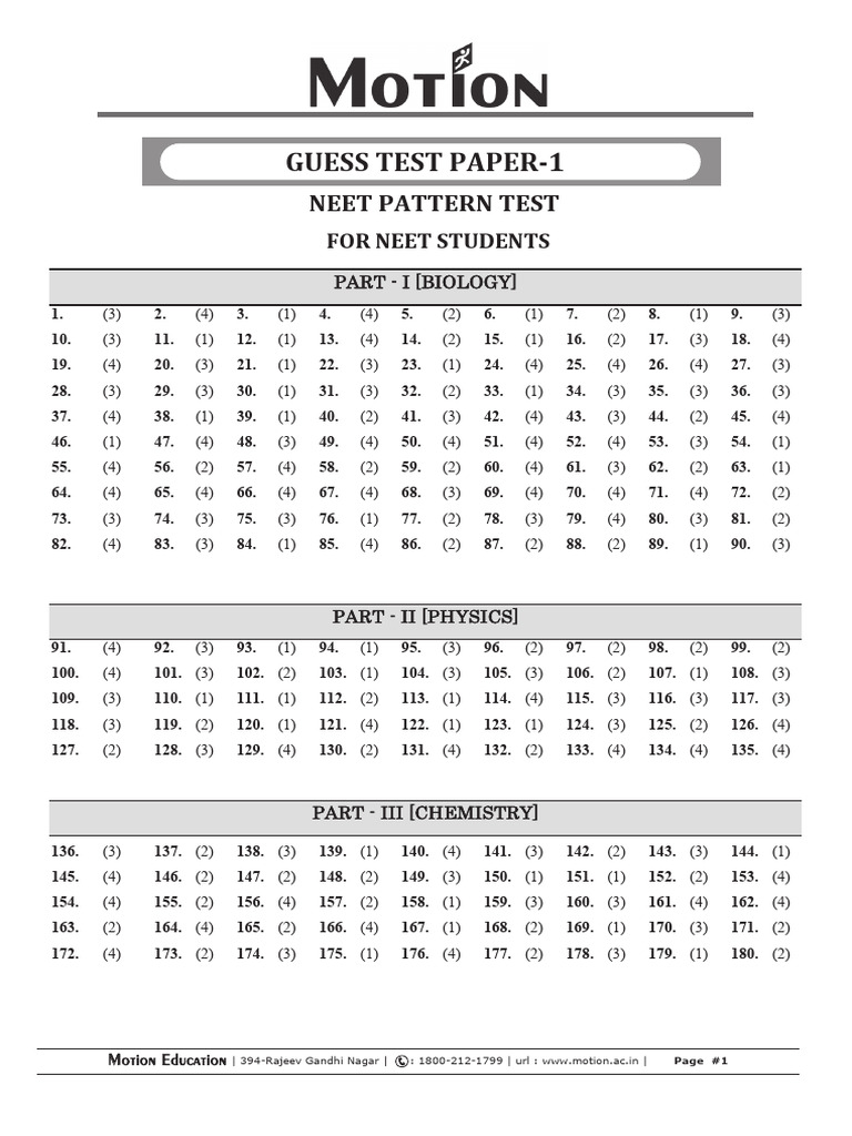 04 - Guess Paper - 01 - Solution With Answer Key | PDF | Electron ...