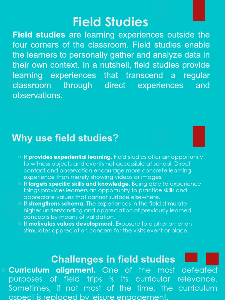 Field-Studies-1.pptx 20250508 211835 0000.pptx 20250509 073857 0000 | PDF | Learning | Experience