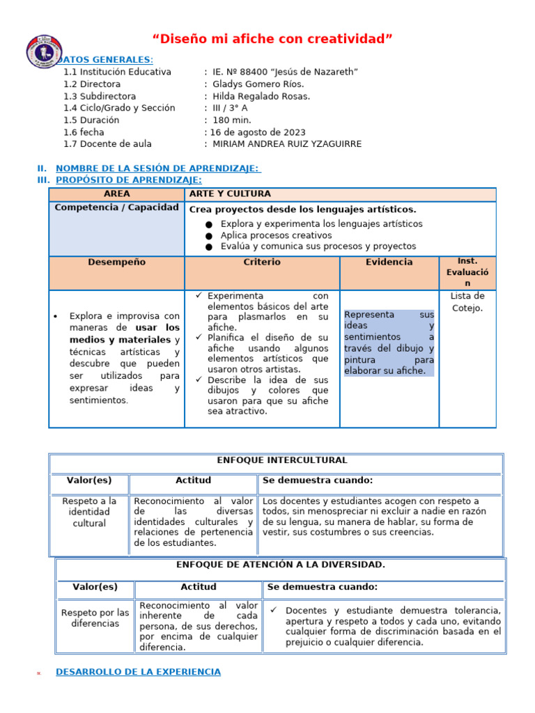 SESION-Diseño Mi Afiche Con Creatividad | PDF | Aprendizaje | Cognición