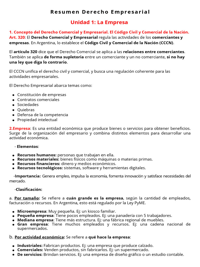 Resumen Derecho Empresarial | PDF | Contabilidad | Derecho laboral