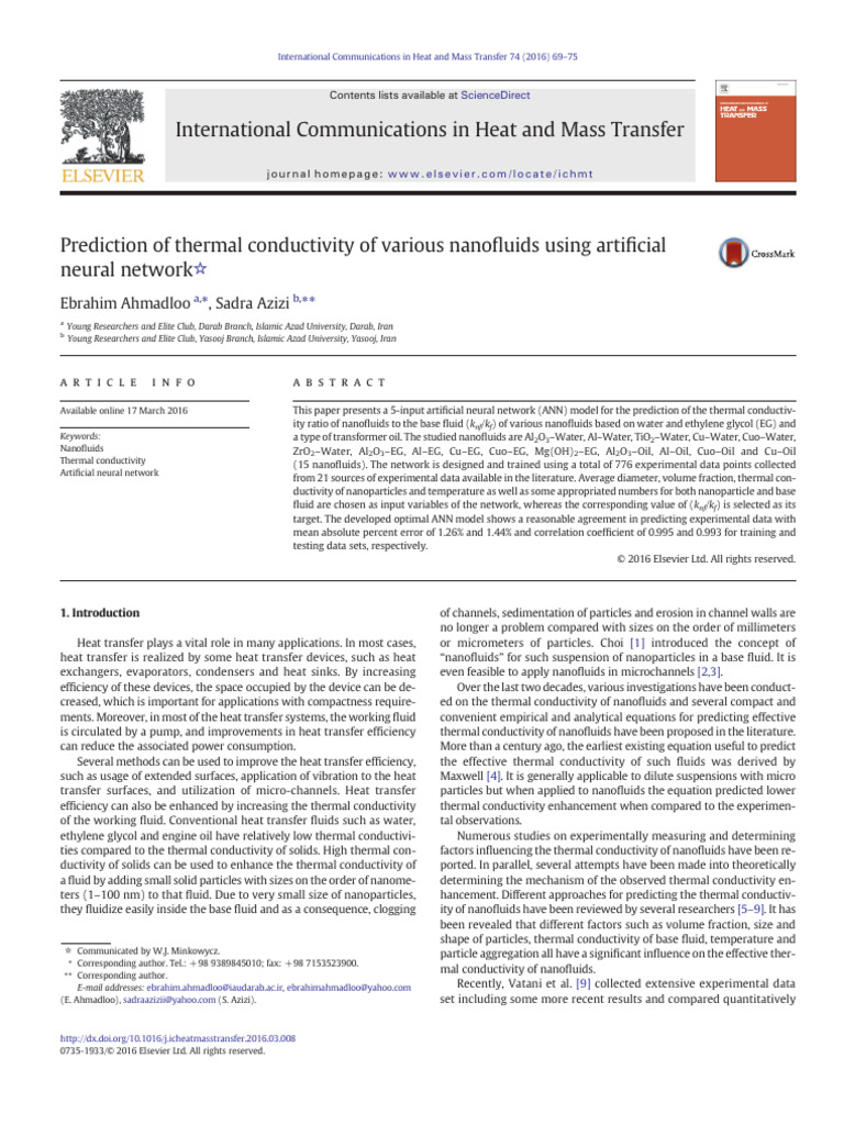 2016 Prediction of Thermal Conductivity of Various Nanofluids Using ...