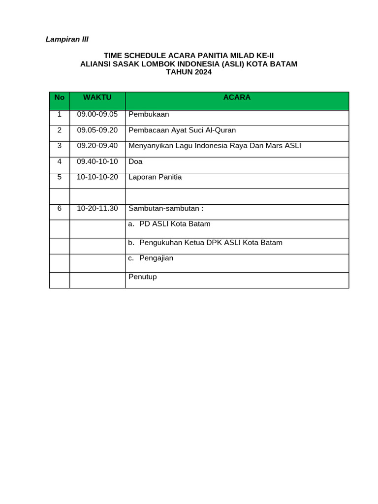 Rundown Acara | PDF