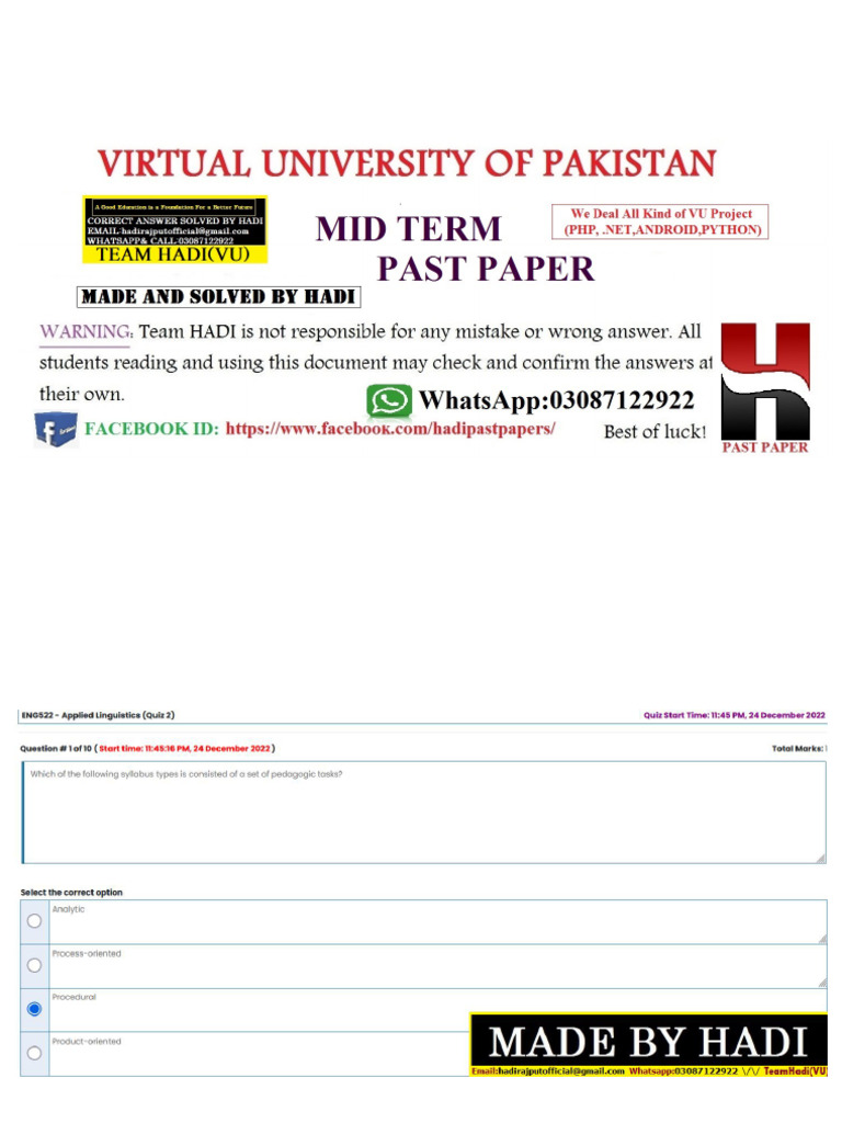 Eng522 Midterm File 1 Solved by Team Hadi | PDF