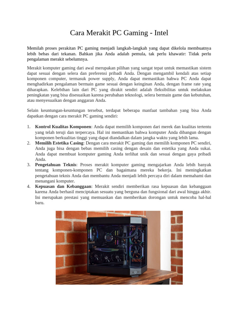 Cara Merakit PC Gaming Intel | PDF
