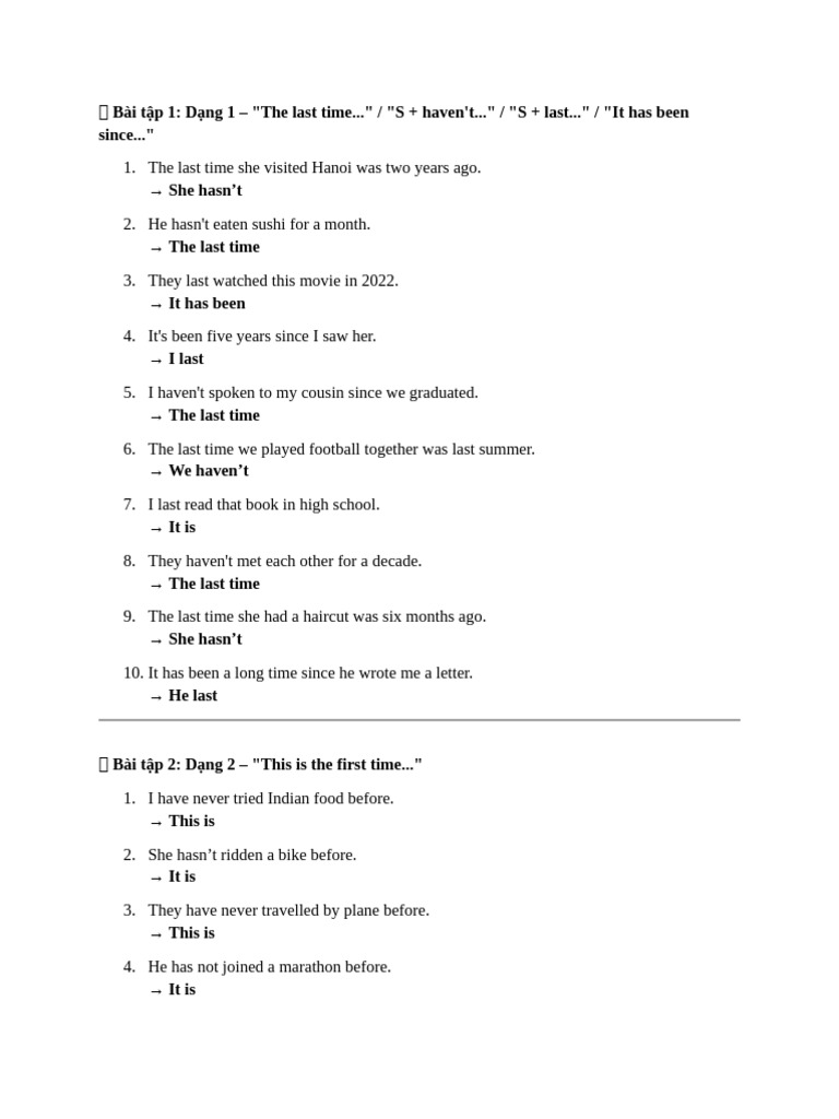 Chuyển Câu QKĐ Và HTHT | PDF