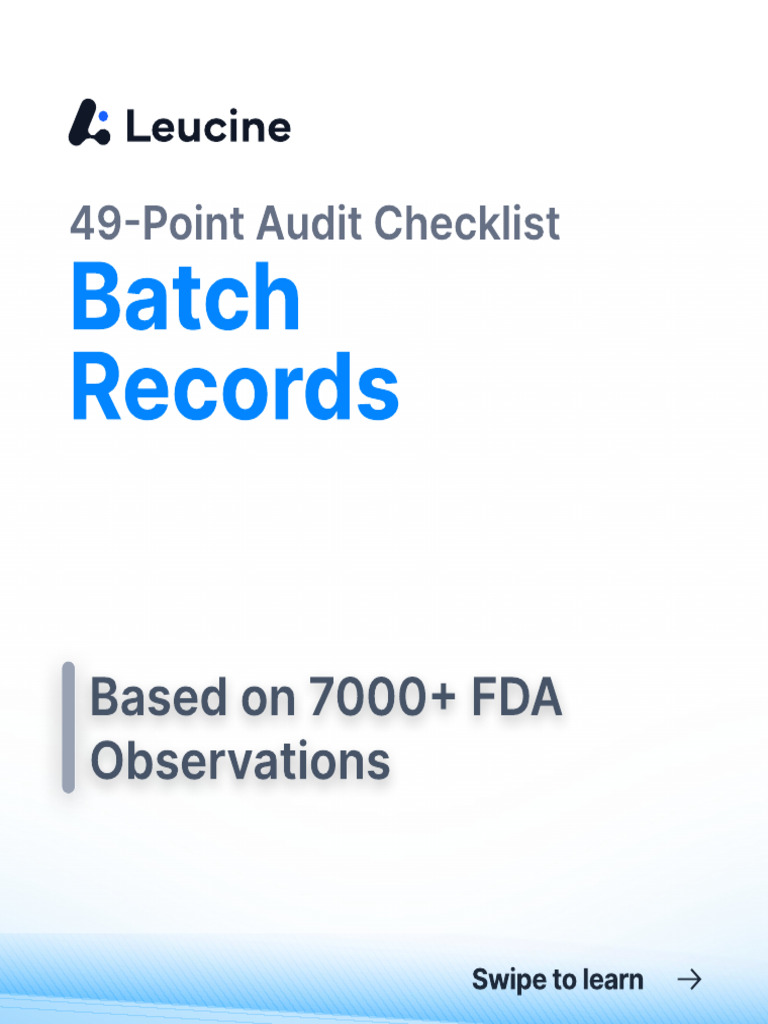 Batch Records Audit Readiness Checklist | PDF | Audit | Accuracy And ...