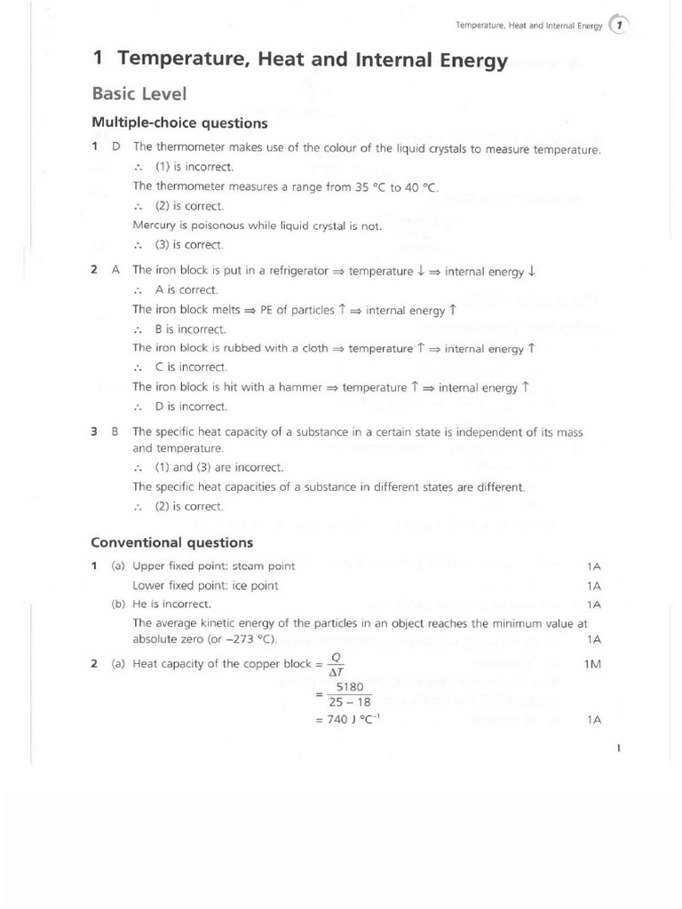 1 Temperature, Heat & Internal Engergy - Sol | PDF