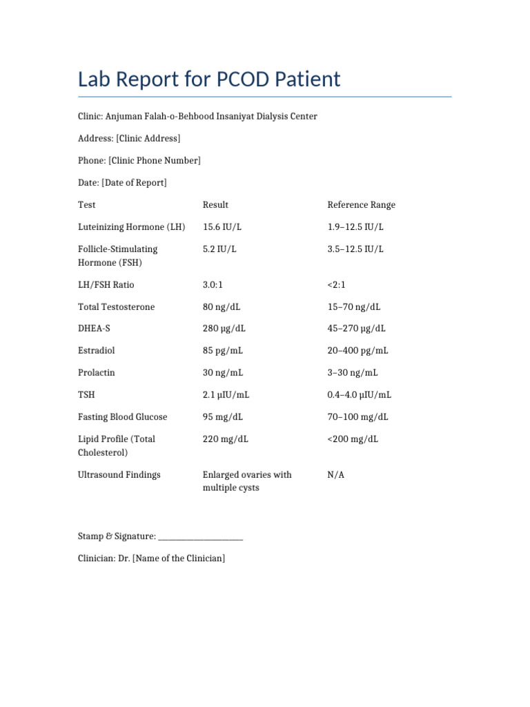 PCOD Lab Report | PDF