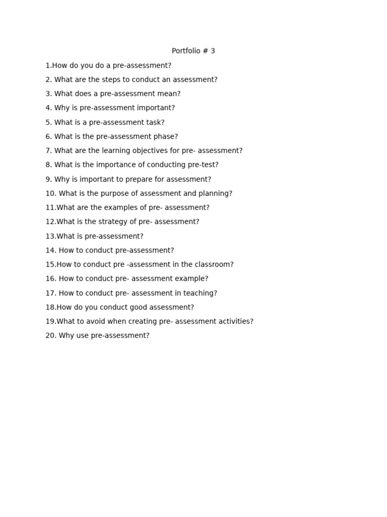 Portfolio 3 Pre Assessment | PDF