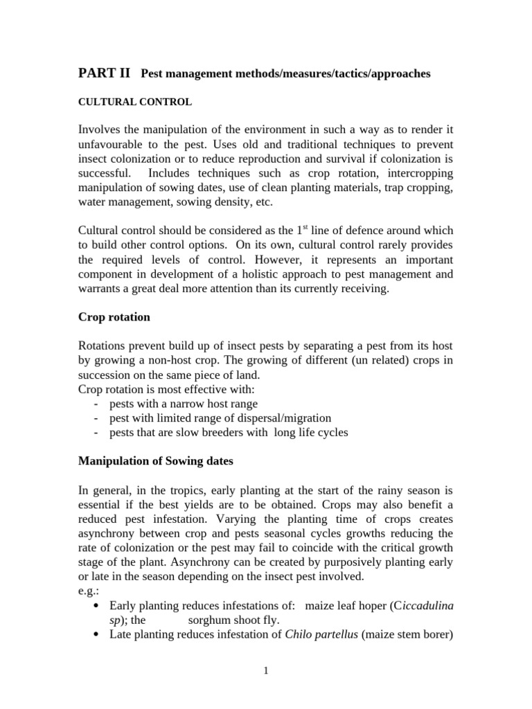 Lecture Cultural Control and Plant Resistance | PDF | Genetically ...