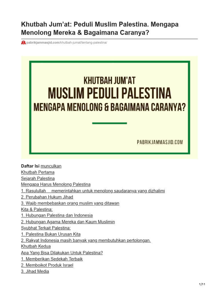 Pabrikjammasjid.com-Khutbah Jumat Peduli Muslim Palestina Mengapa Menolong Mereka Bagaimana ...