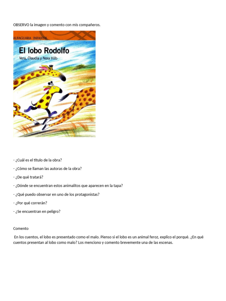 Actividades Del Cuento El Lobo Rodolfo | PDF