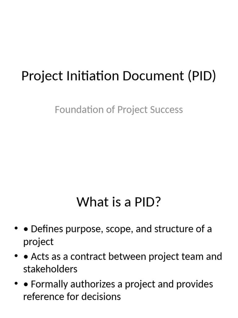 Project Initiation Document Presentation | PDF
