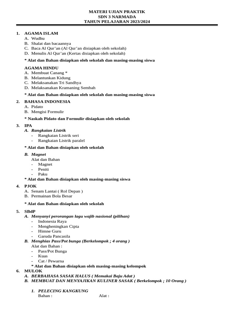 Materi Ujian Praktik | PDF
