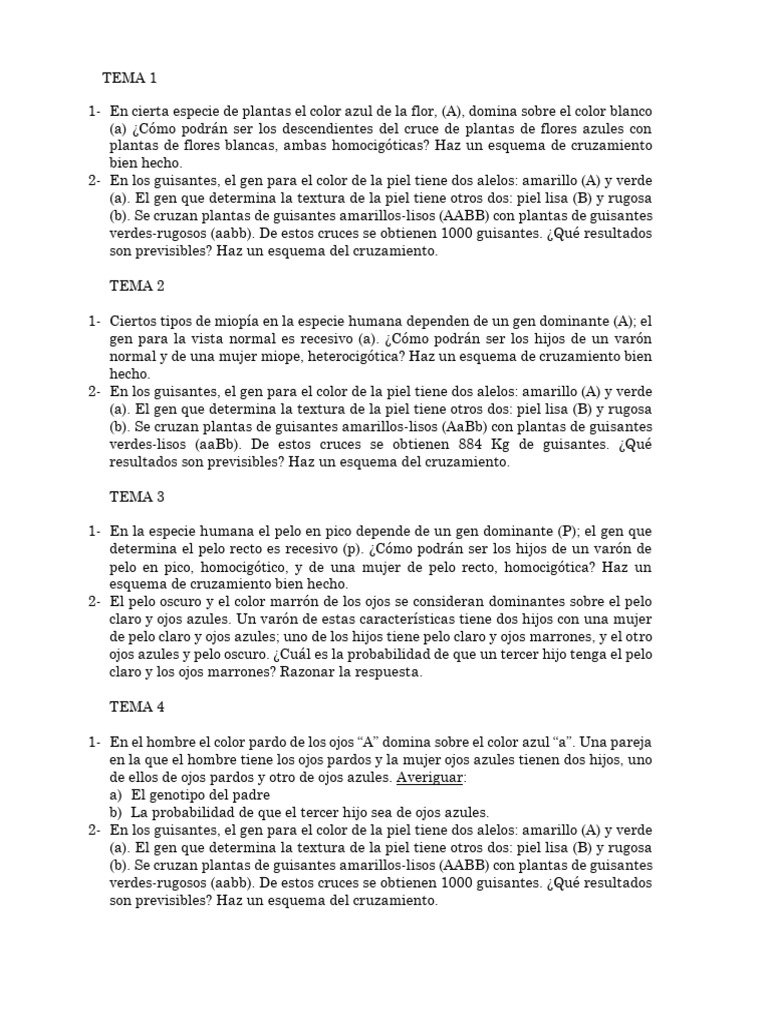 Genética Mendeliana: Cruzamientos y Resultados | PDF | Dominancia ...