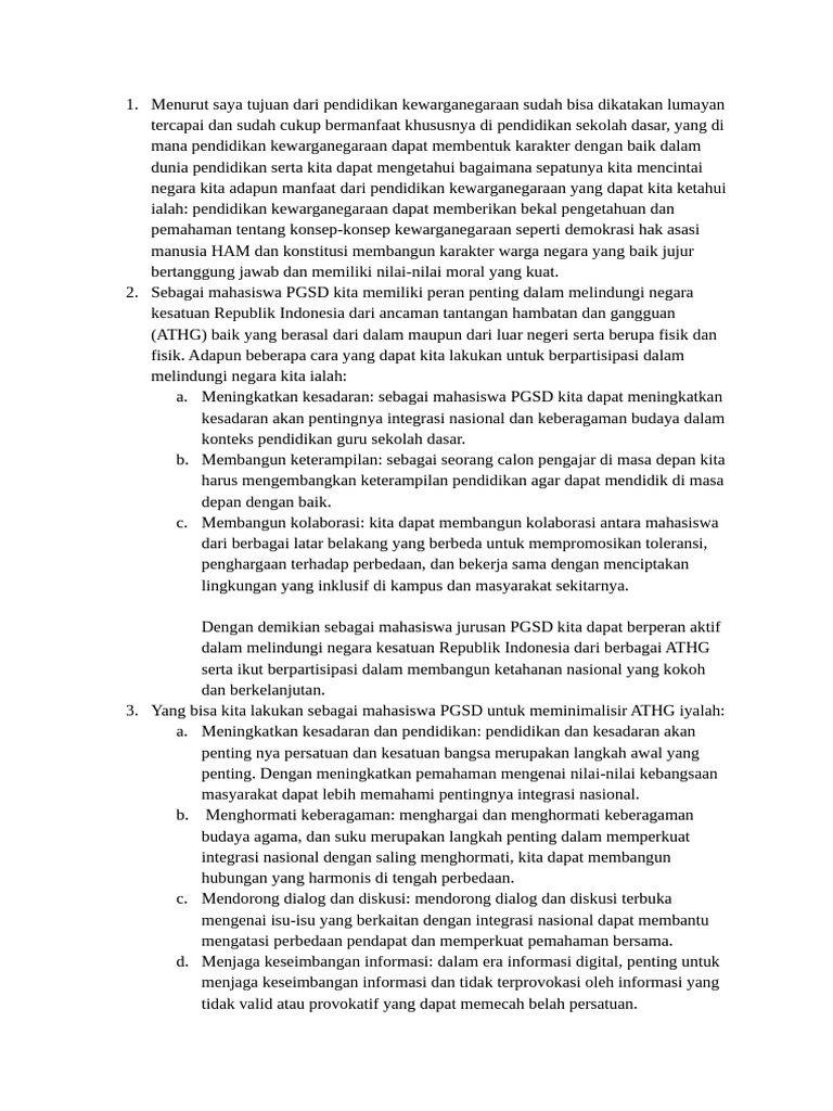 Tugas Pendidikan Kewarganegaraan PGSD | PDF
