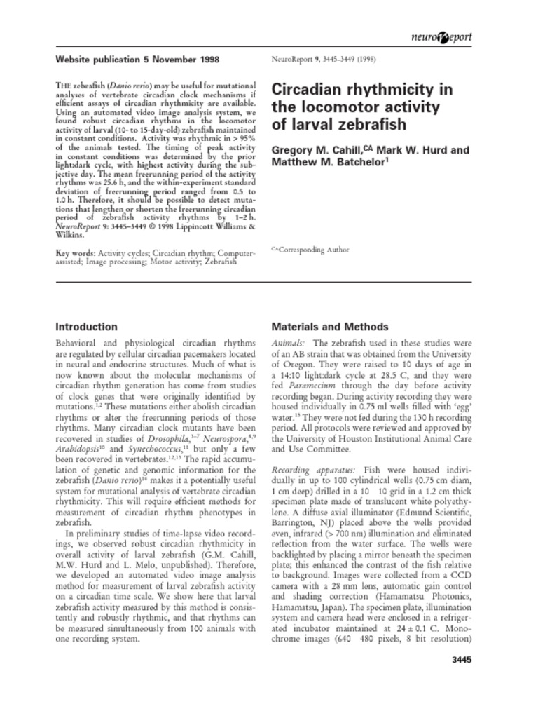 Circadian Rhythmicity in the Locomotor Activity of.20 | PDF | Circadian ...