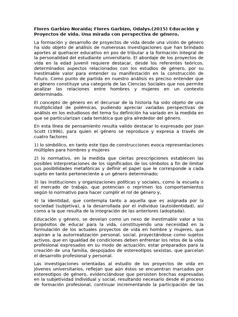 Flores Garbizo Noraida Flores Garbizo, Odalys. (2015) Educación y ...