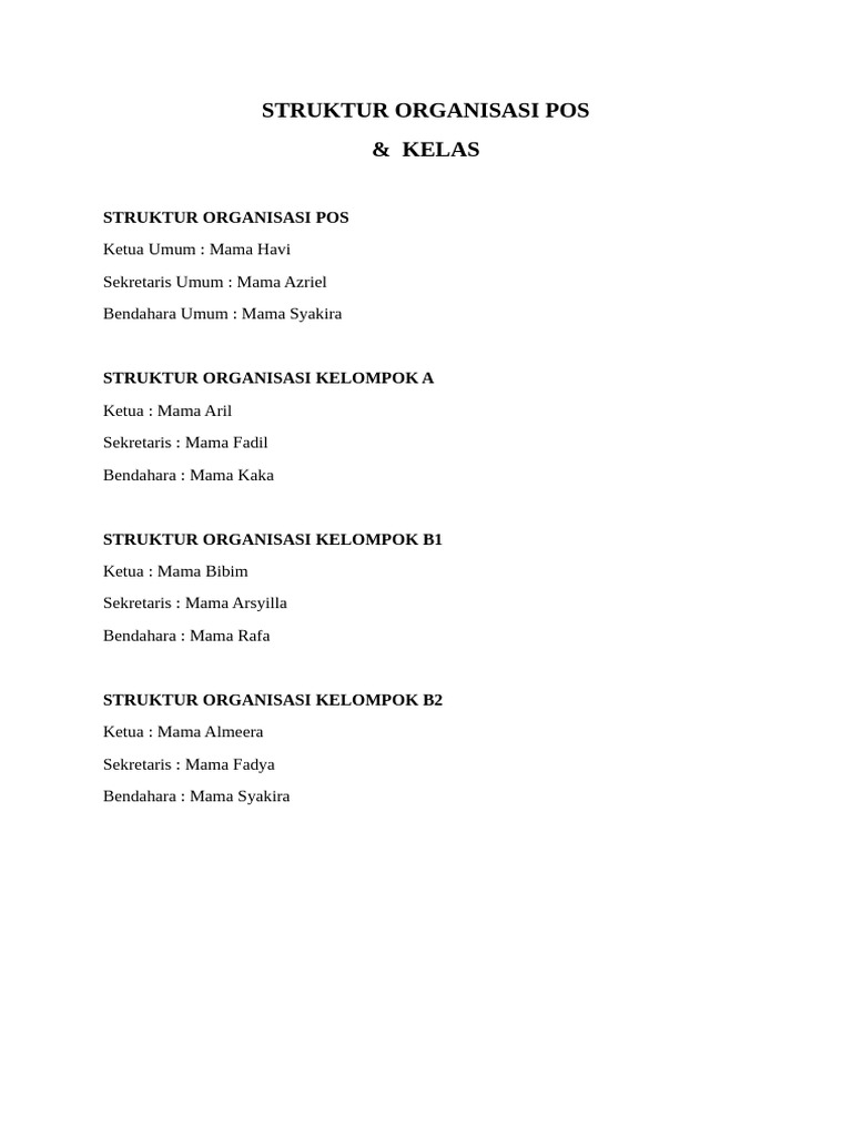 Struktur Organisasi POS 0 Kelas | PDF