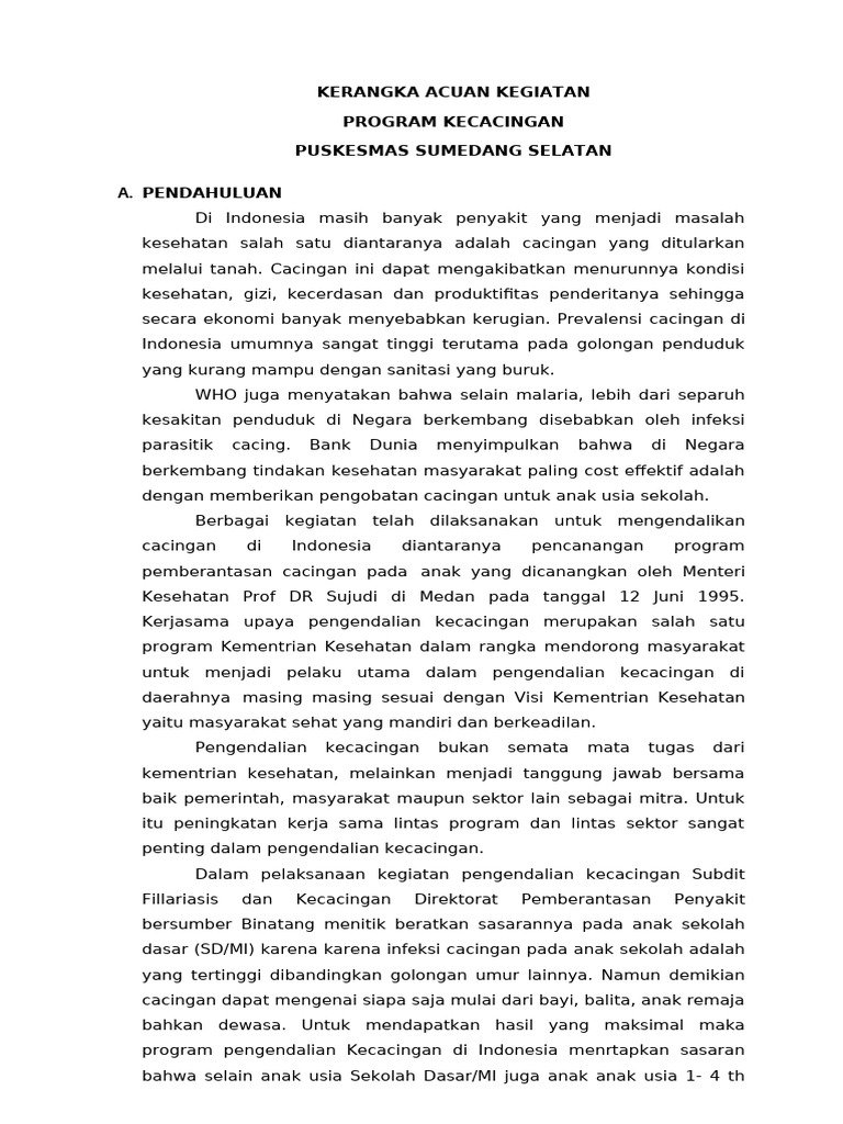 KAK kecacingan | PDF